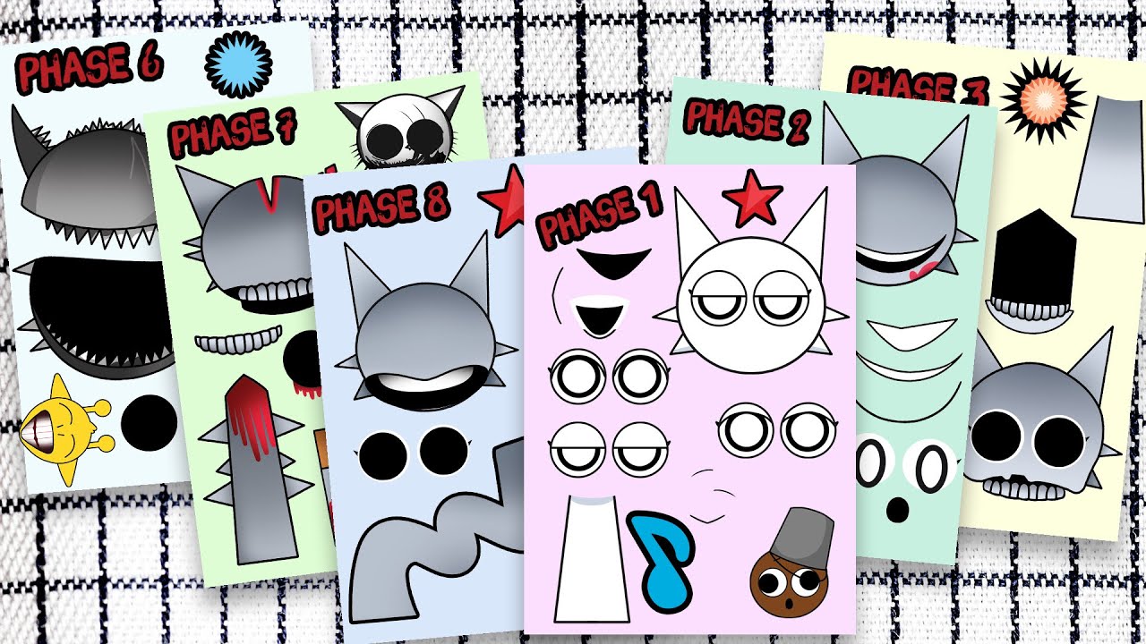 Paper DIY Incredibox SPRUNKI WENDA PHASE 1 to 8 - Sprunki Sticker Book ...