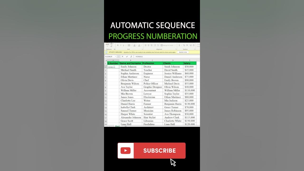 How to Automatically Number Rows in Excel - YouTube