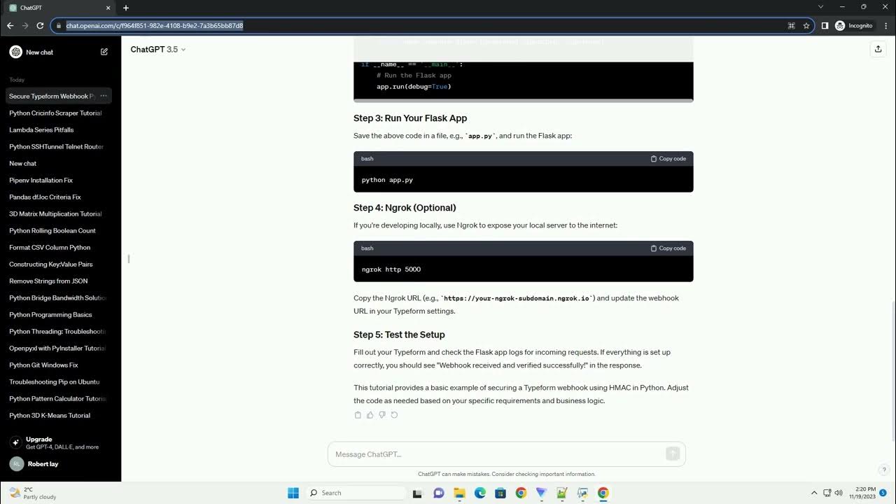 Securing Typeform Webhook Python - YouTube