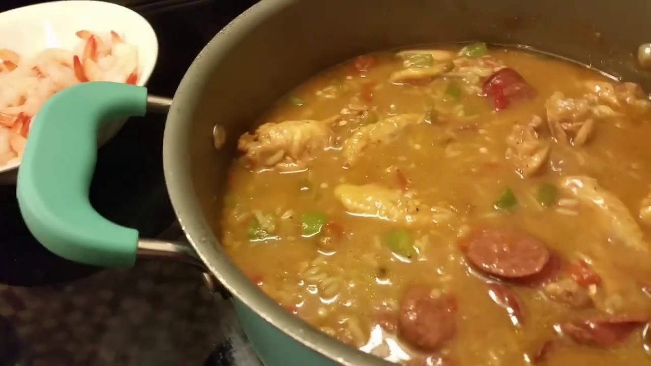 How To Cook A Simple Chicken, Sausage and Shrimp Gumbo - YouTube