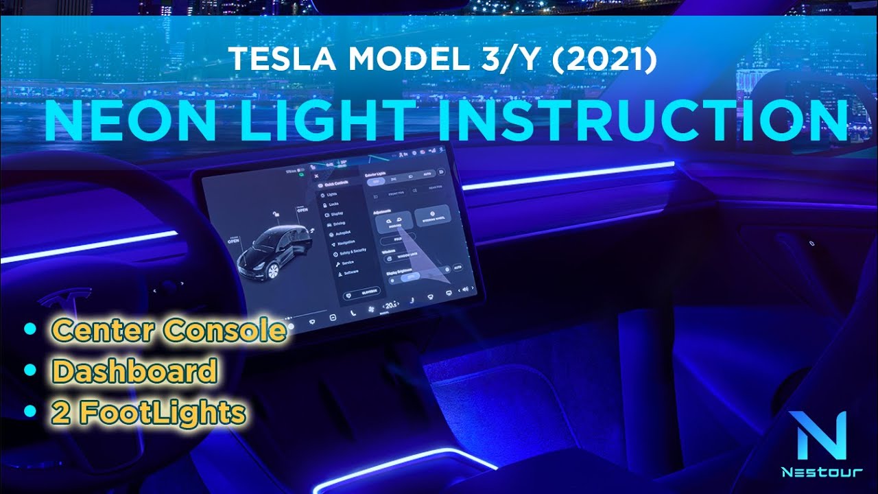 Nestour New 2021 Tesla Model 3 Y Car Neon Light ( Center Console ...