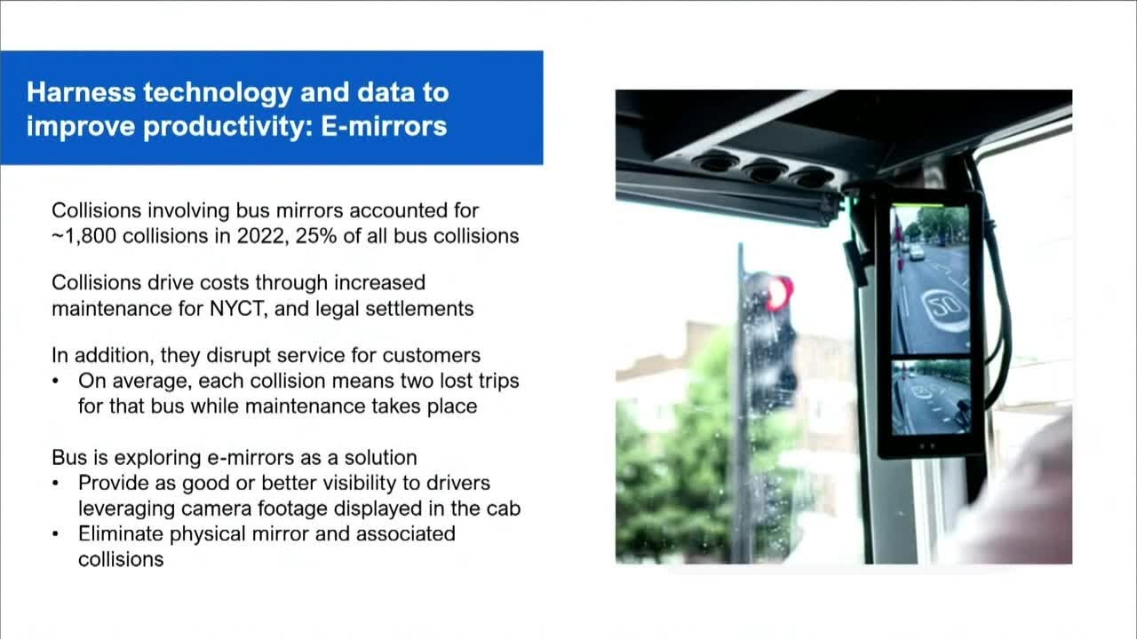MTA discusses e-mirrors for buses - YouTube