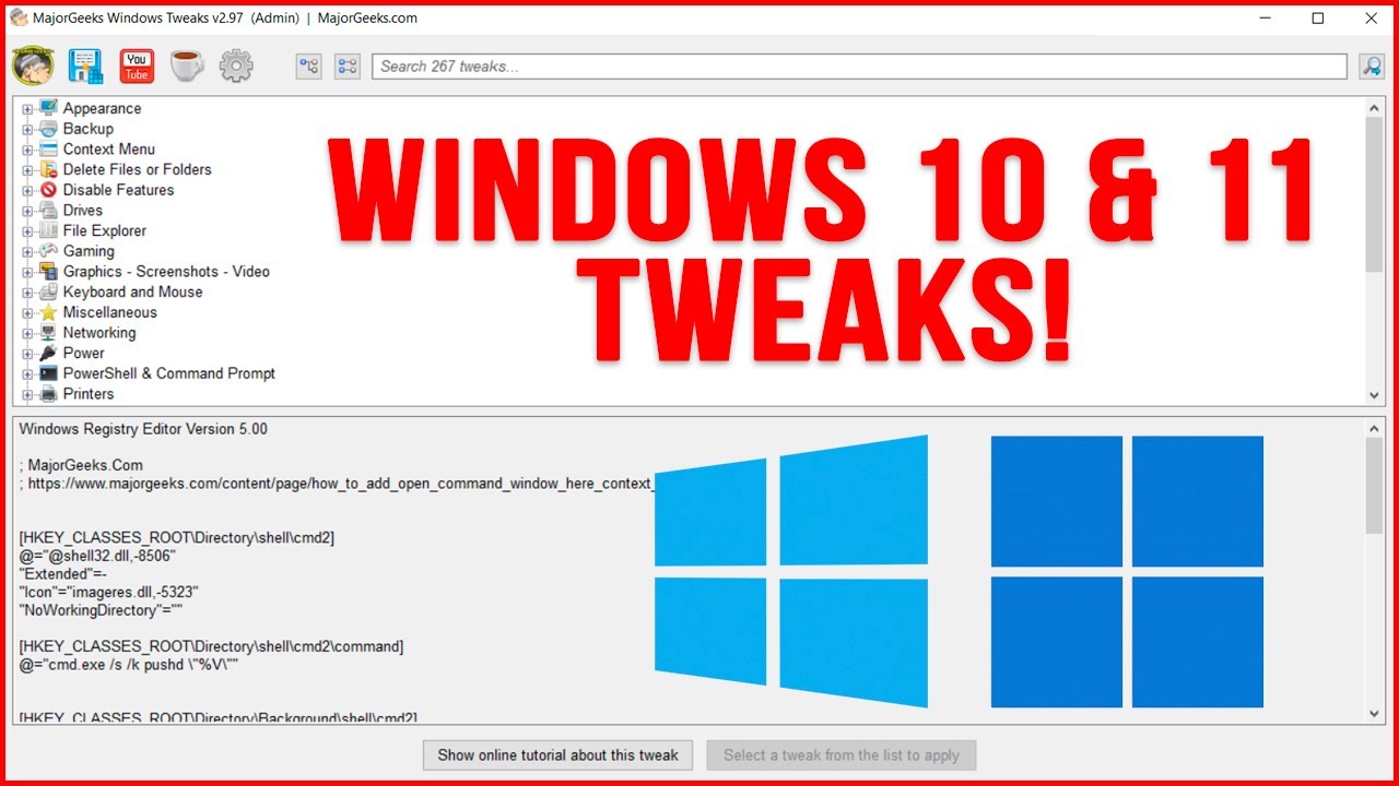 The MajorGeeks Windows Tweaks App Overview - YouTube