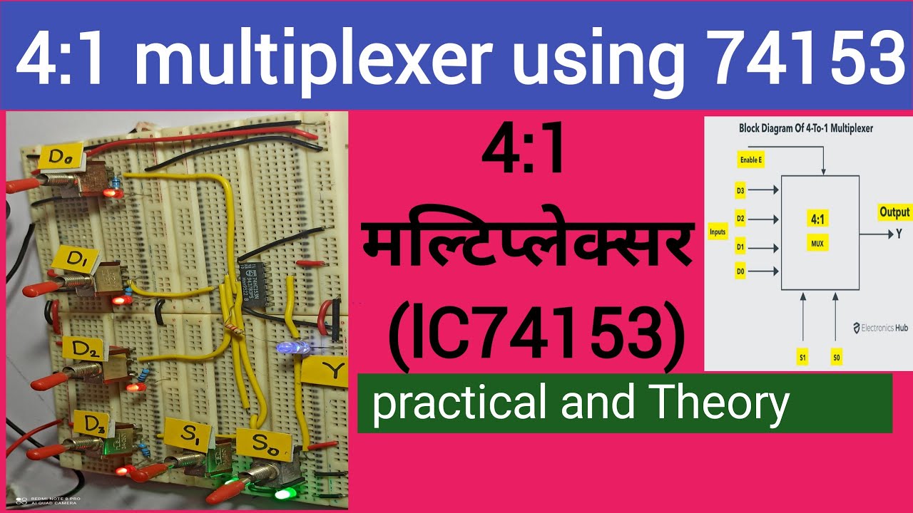 4:1 Multiplexer using IC74153(lC74153 चा उपयोग करून 4:1 मल्टिप्लेक्सर ...
