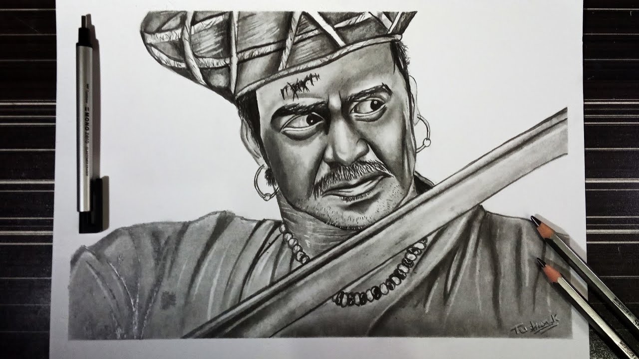 Drawing Ajay Devgn as Tanaji | How to draw - YouTube