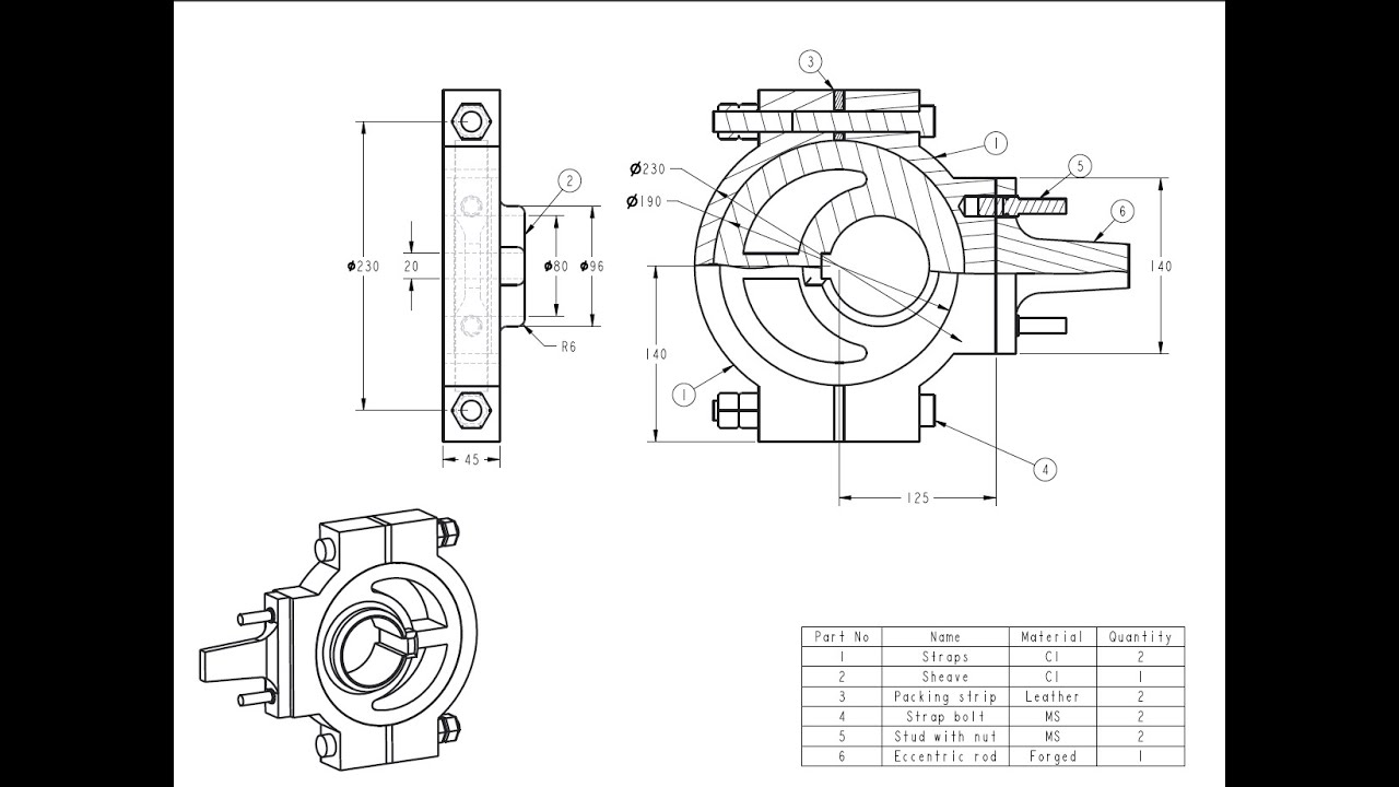 Computer Aided Machine Drawing EXP 8 3D Modelling and Assembly drawing ...