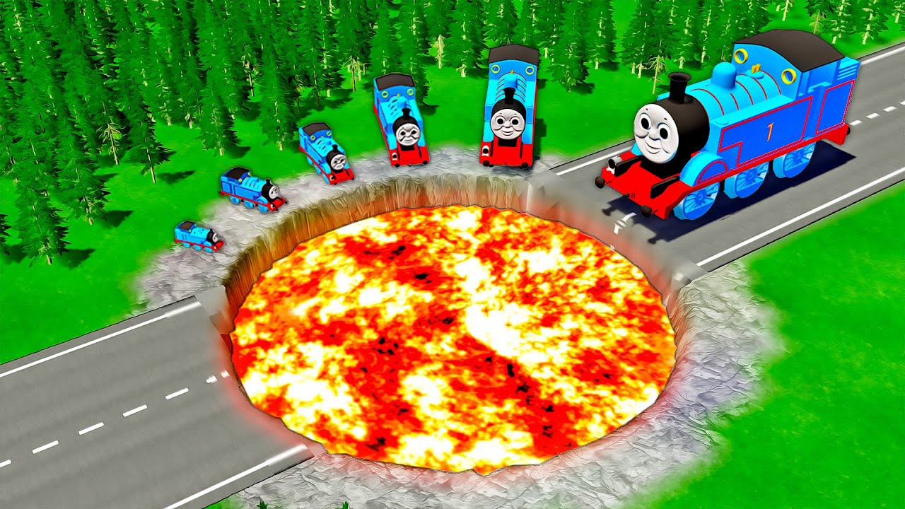 Giant Lava Pit Vs Huge & Tiny Thomas the Tank Engine! BeamNG Drive ...