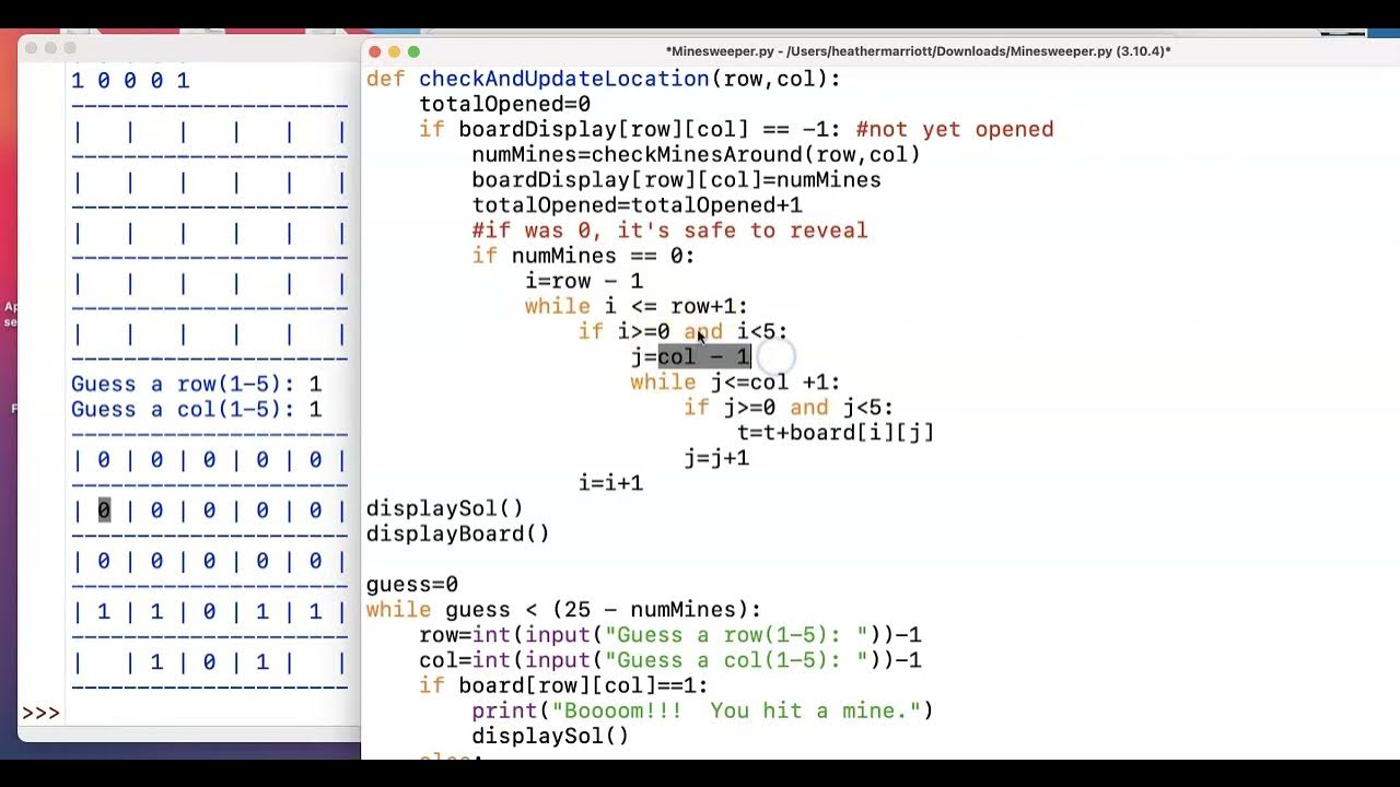 Python Minesweeper Handling Zero Boxes Youtube