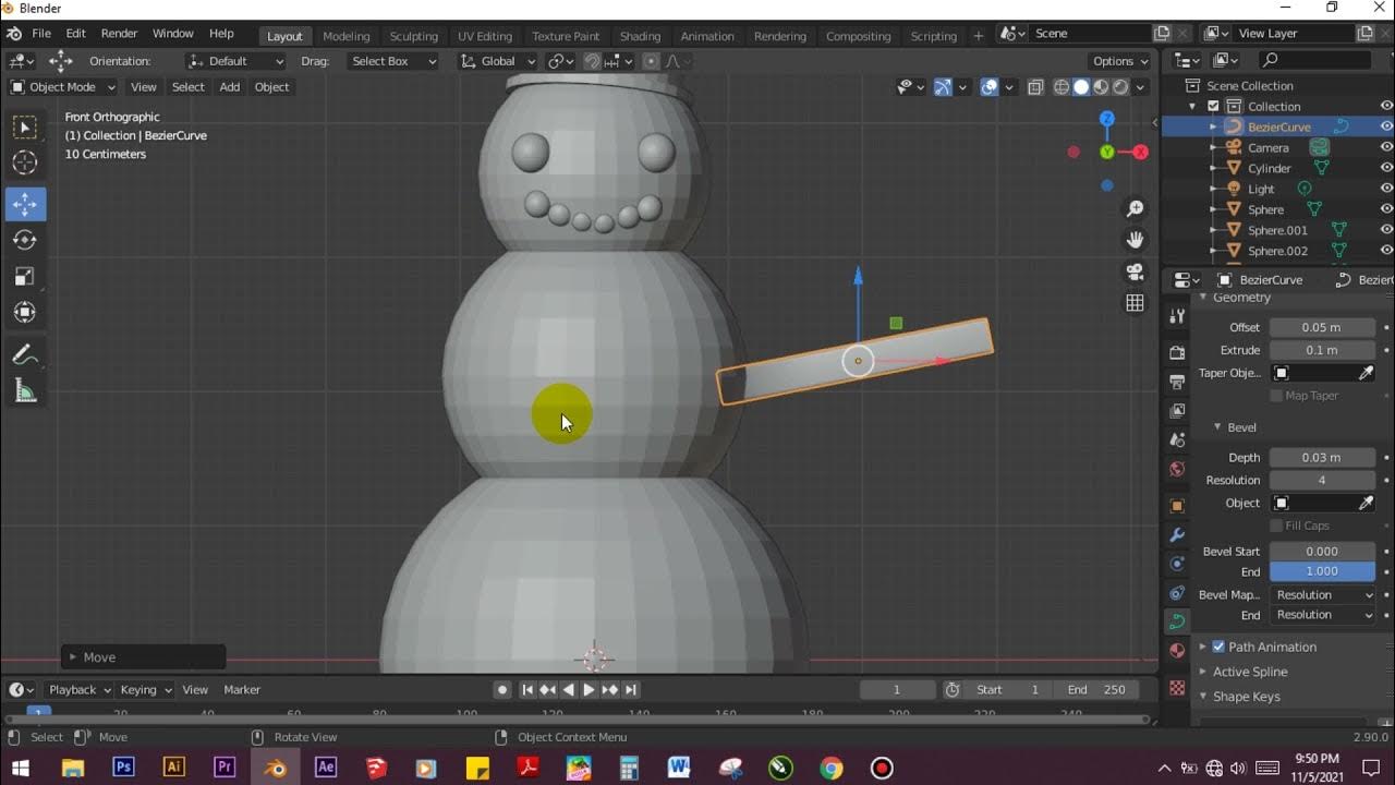Snowman in Blender 2.90 (3D Perspective) - YouTube
