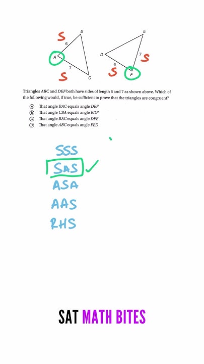 Finding Conditions to Make Two Congruent Triangles | SAT Math Practice ...
