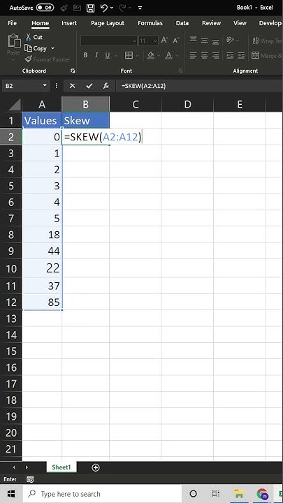 #shorts Skew Function Microsoft Excel Tutorial - YouTube