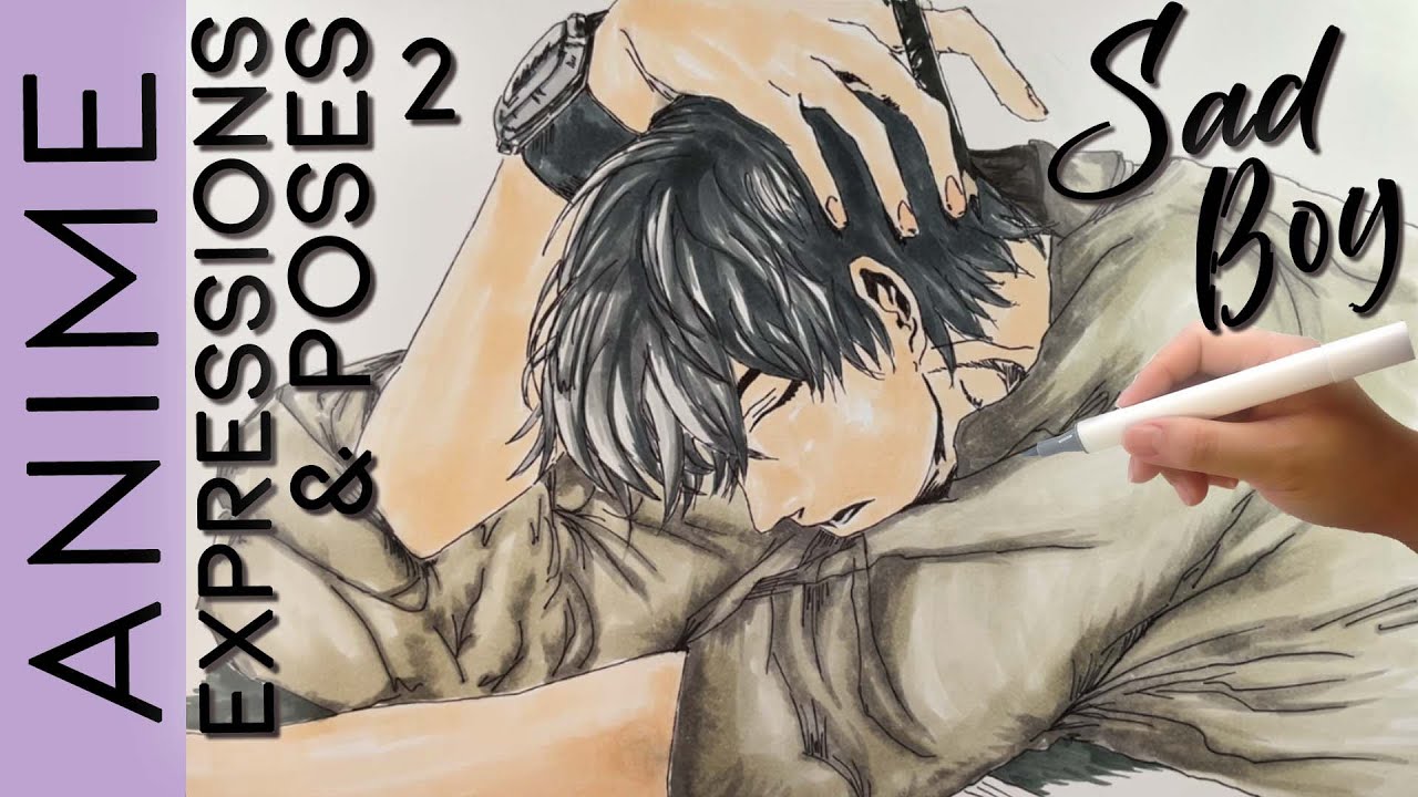 Drawing Anime Expressions & Poses 2 of Cute Sad Boy Manga Art Markers ...