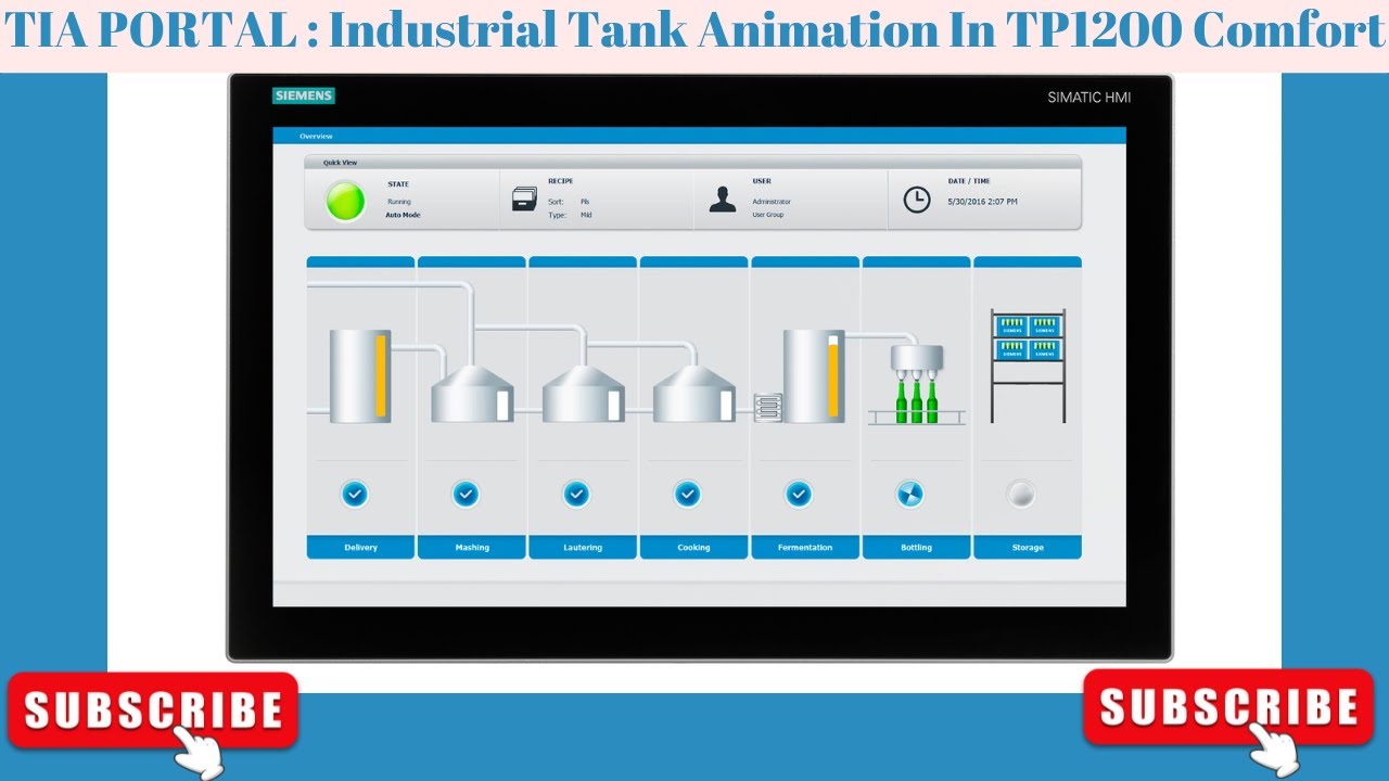 TIA PORTAL : Industrial Tank Animation In TP1200 Comfort - YouTube