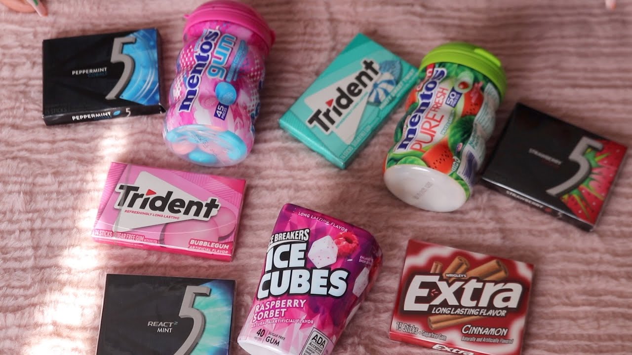 9 DIFFERENT GUM HAUL ASMR CHEWING GUM / TRIDENT / EXTRA / 5 / MENTOS ...
