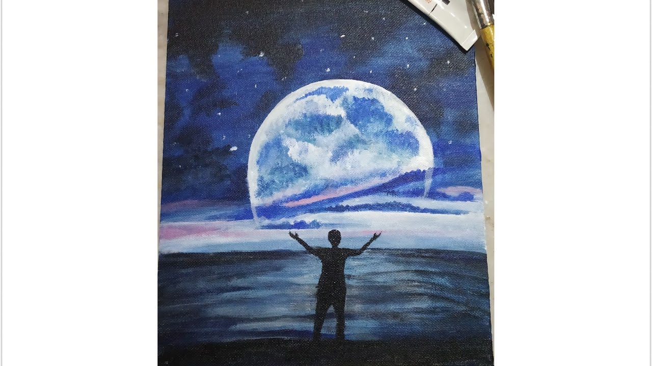 How to do painting | starry night painting canvas for beginners ...