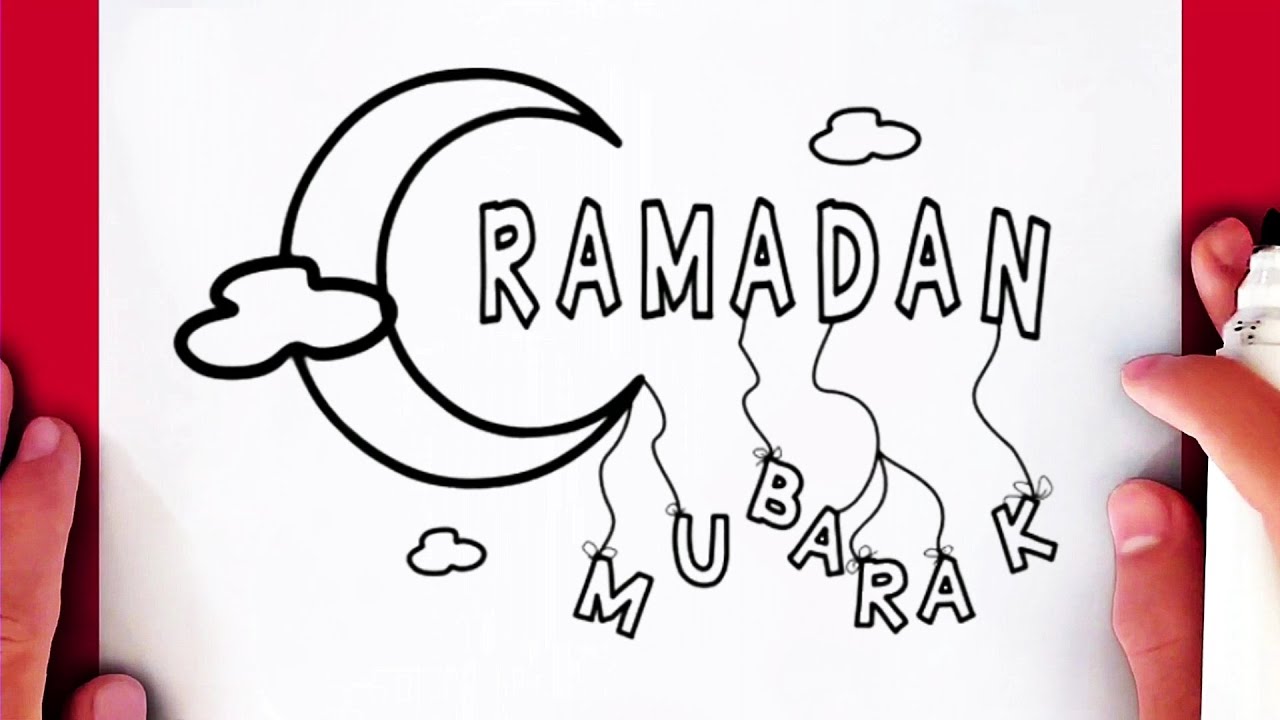 رسم سهل رسم رمضان بطريقة سهلة للمبتدئين رسومات رمضان كريم خطوة
