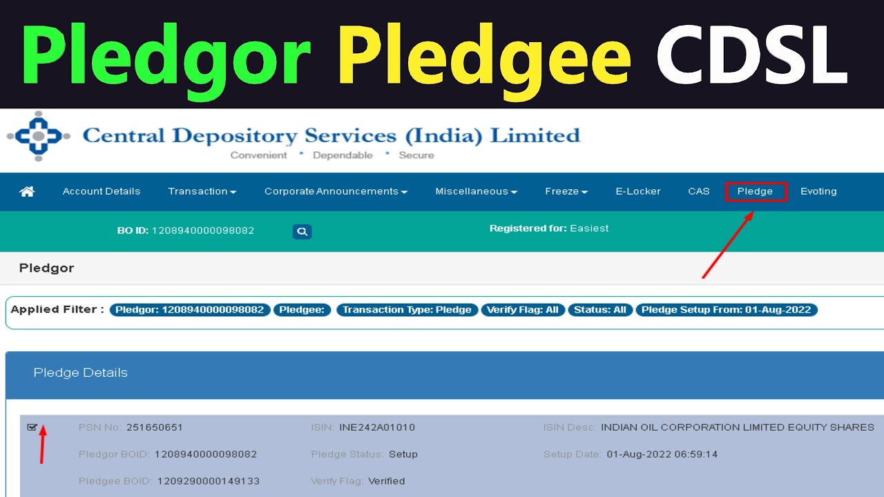 Pledgor Pledgee Cdsl m Stock Share - YouTube