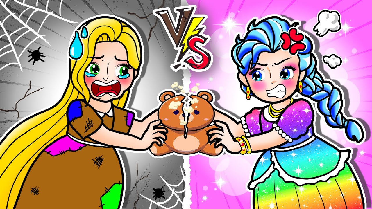 [💕paper story💕] Rainbow Frozen Elsa Rich vs Poor Rapunzel in Toy Shop I ...