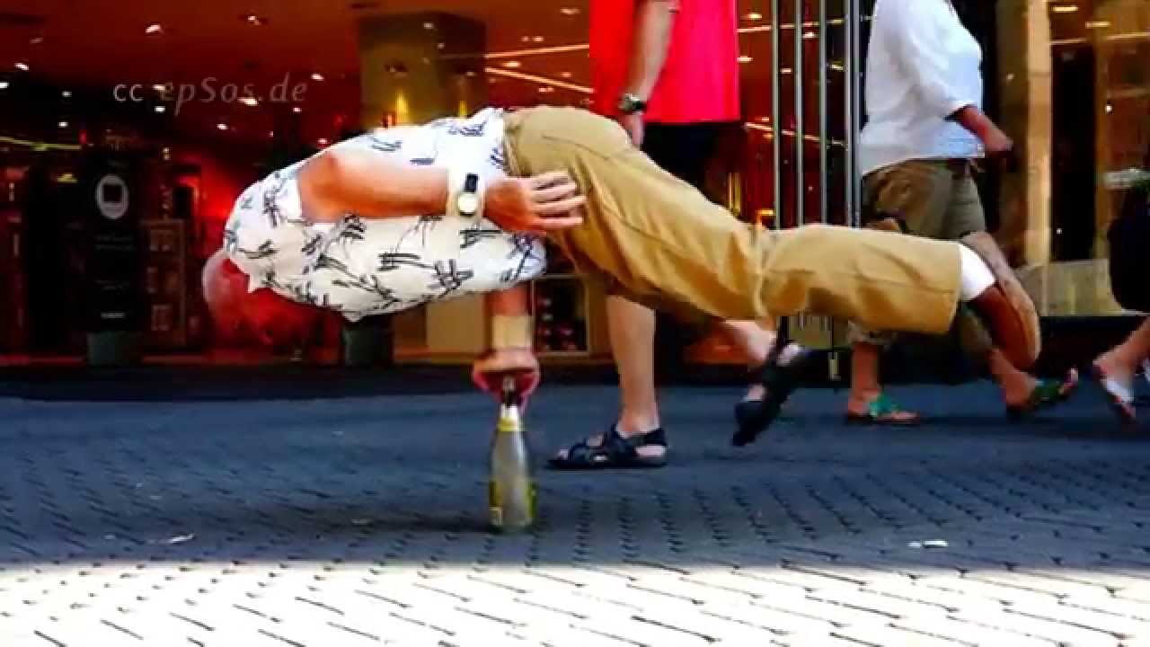 Old Man balancing on a Bottle - He is 80 - YouTube