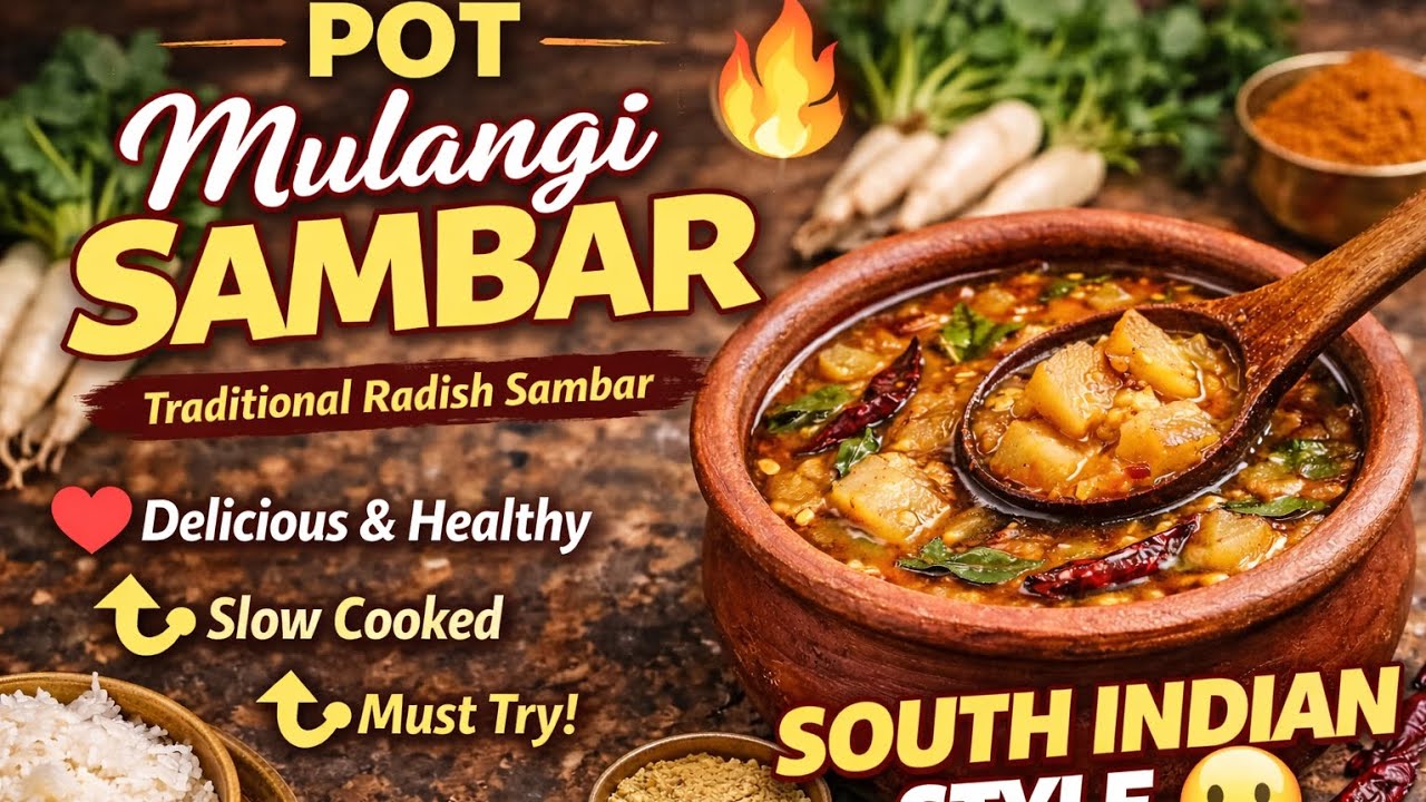 Pot Mulangi Sambar 😍 | Traditional Radish Sambar | South Indian Style ...
