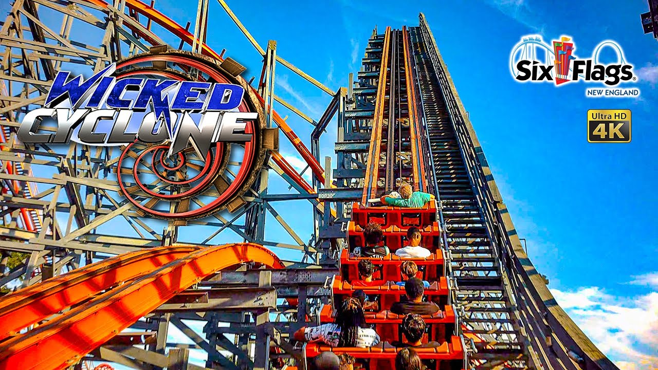 2023 Wicked Cyclone Roller Coaster On Ride Back Seat 4K POV Six Flags ...