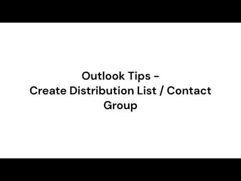 MS Outlook Tips - Create a Distribution List / Contact Group - YouTube