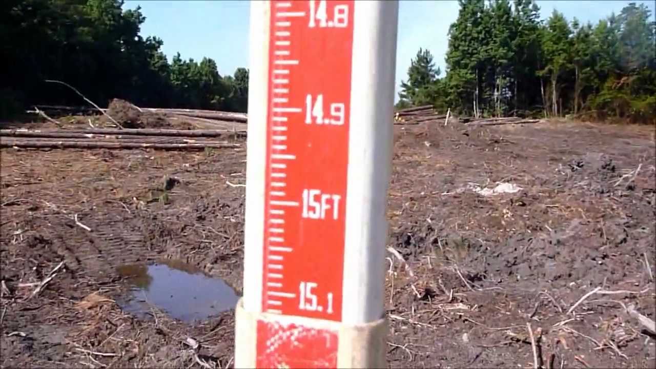 Pond site: grade checking - YouTube
