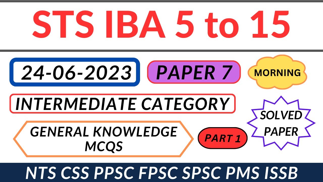 IBA STS Intermediate category solved paper 7 Morning | 24-06-2023 ...