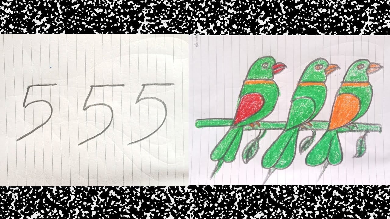 How to draw bird from number 555. Bird drawing easy step by step. # ...