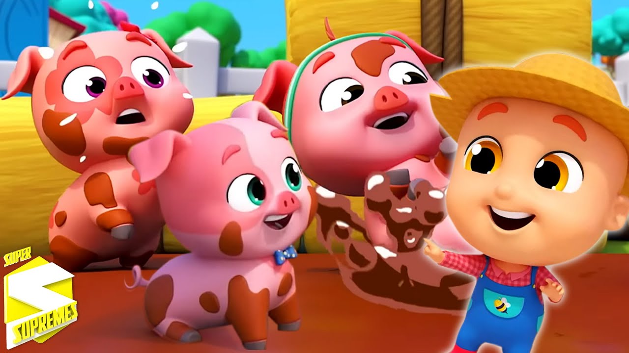 Cinco Cerditos Saltando en una cama Canción de Animales para Niños ...