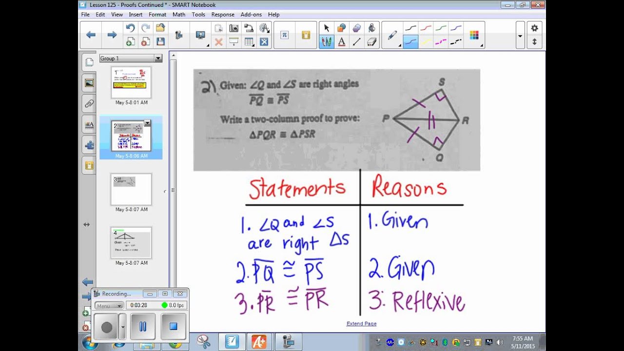 Saxon Algebra 2 - Lesson 125 - Triangle Proofs Continued - YouTube