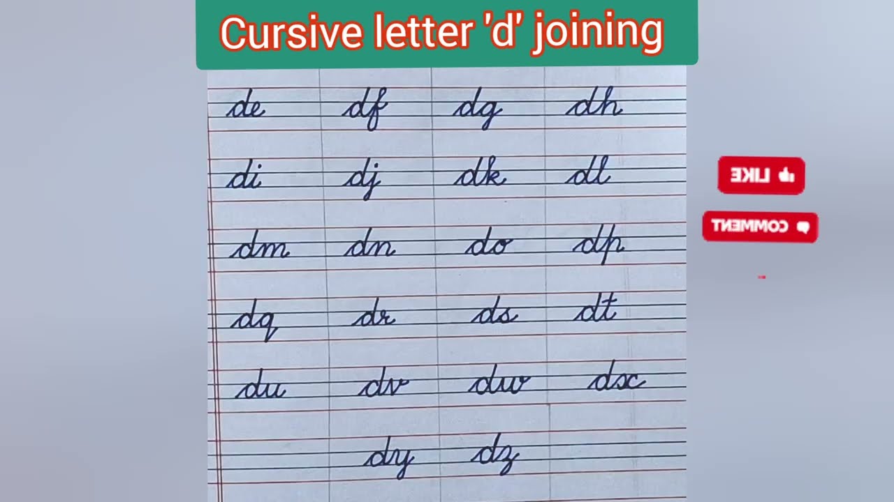 Cursive letter 'd' joining । calligraphy #writing #trending। how to ...