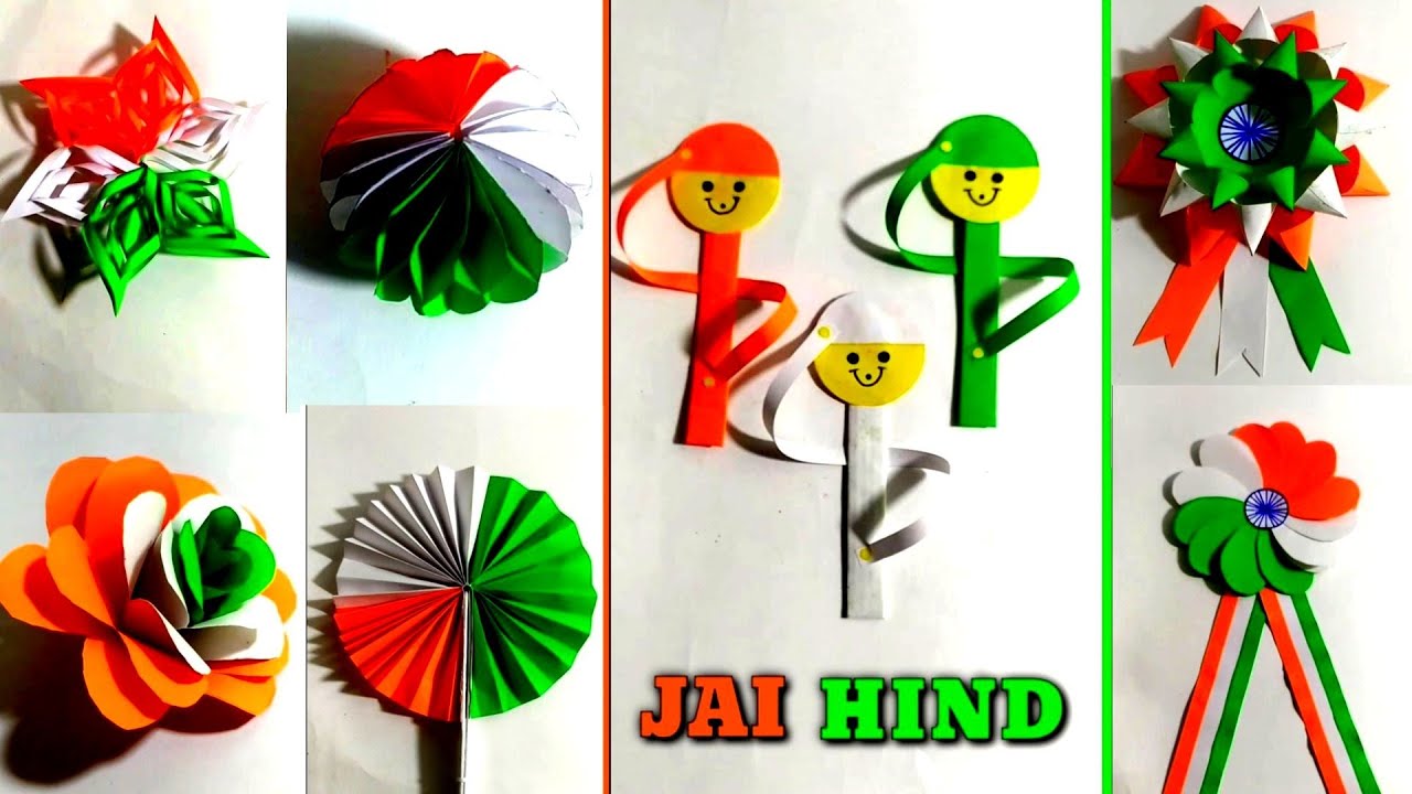 Top 7 Indian Tiranga paper craft | INDIAN Colourful Paper Craft - YouTube
