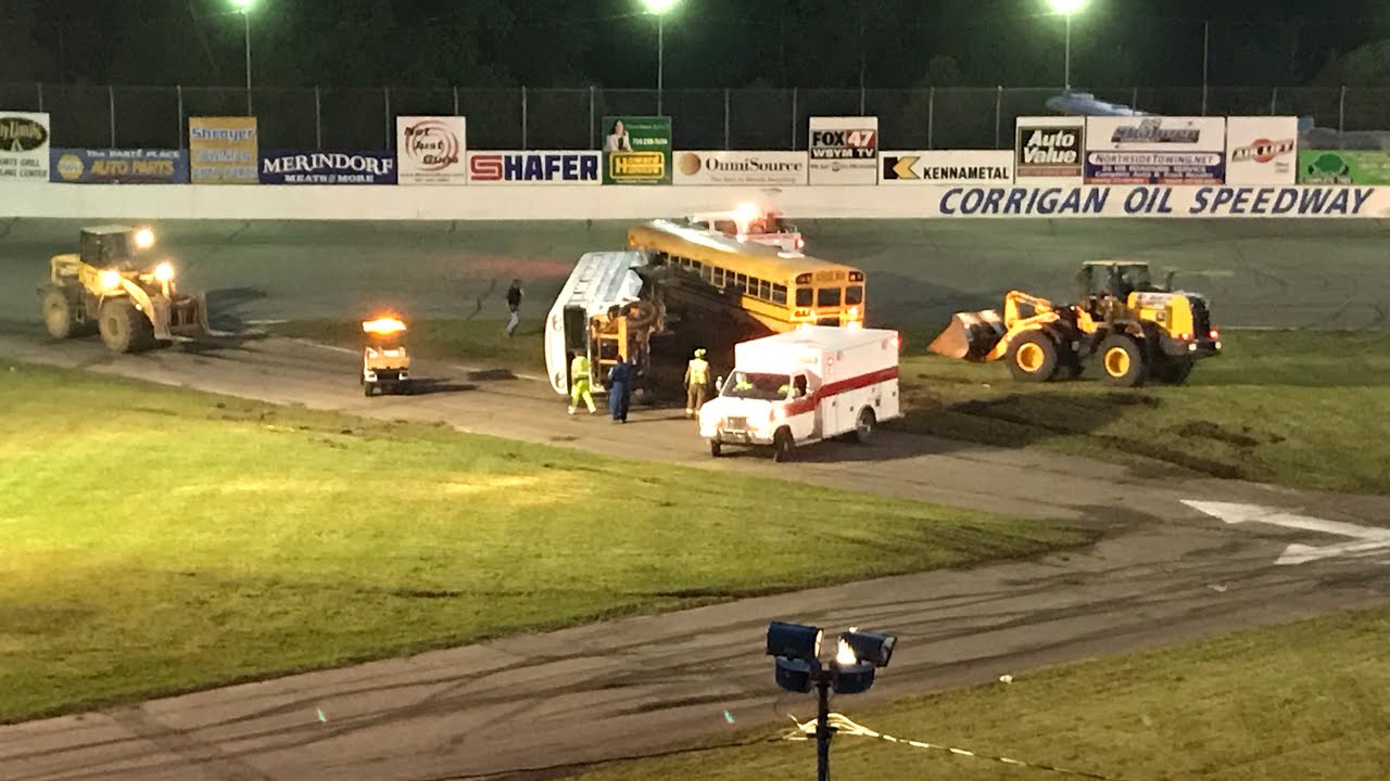 School Bus Figure 8 Racing Corrigan Oil Speedway 2021! (Bus Flips Over ...