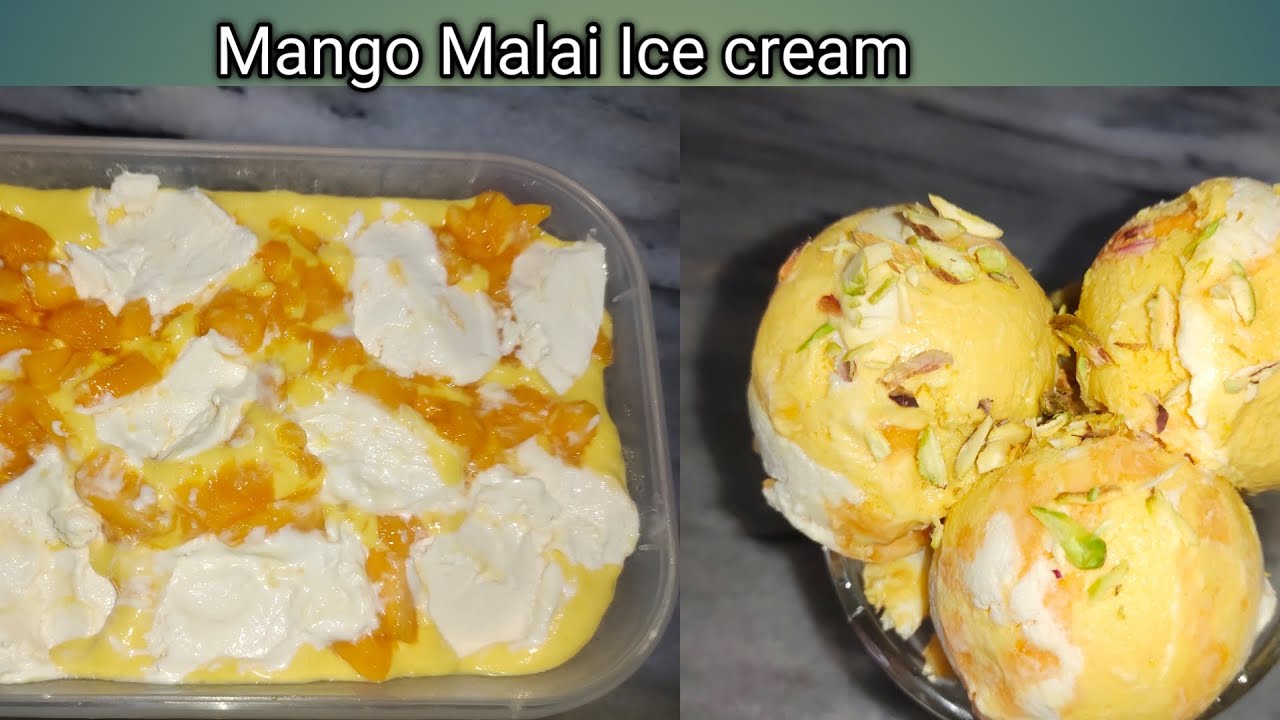 Mango malai ice cream recipe| crystal free ice cream| mango ice cream ...