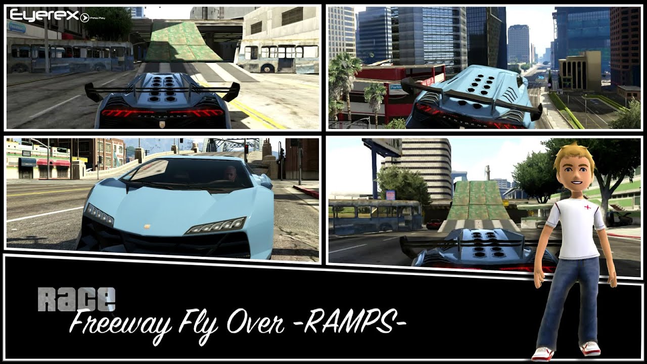 GTA 5 Online Race Freeway Fly Over -RAMPS- - YouTube
