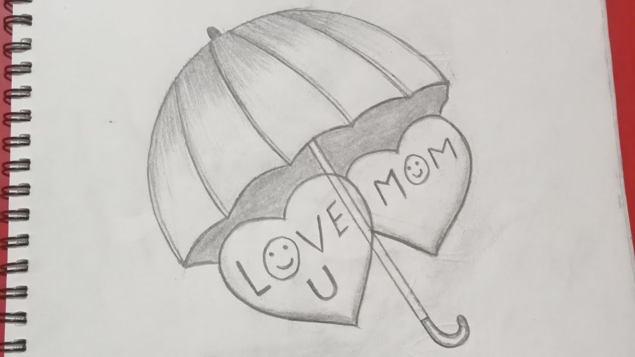 HOW TO DRAW MOM HEART PENCIL SKETCH | MOM HEART DRAWING - YouTube