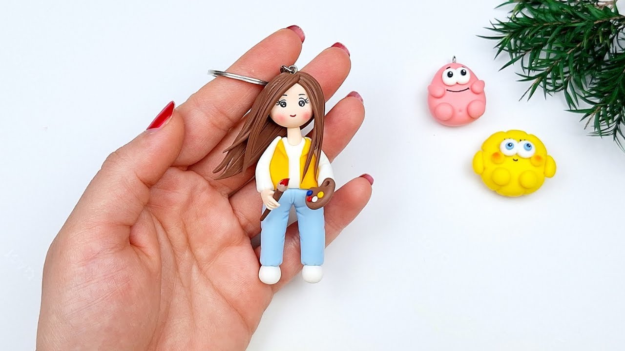 Step-by-Step Guide : Crafting a Cute Painter's Girl Keychain - YouTube