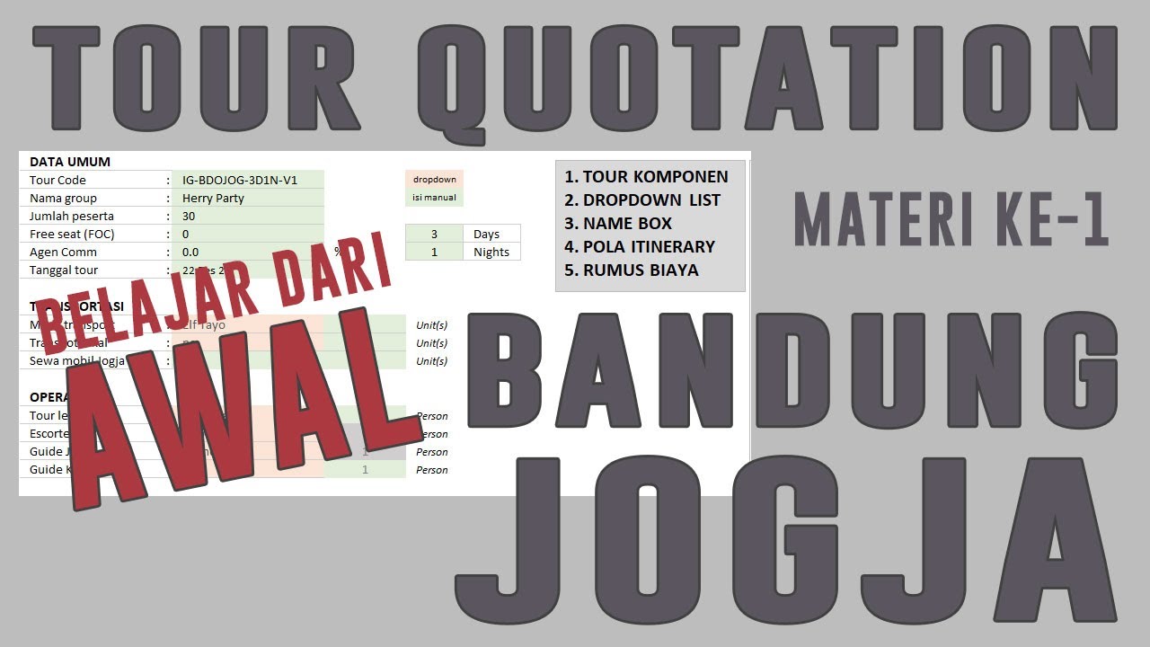 Kelas Online Cara Membuat Tour Quotation Paket Wisata Bandung Jogja ...