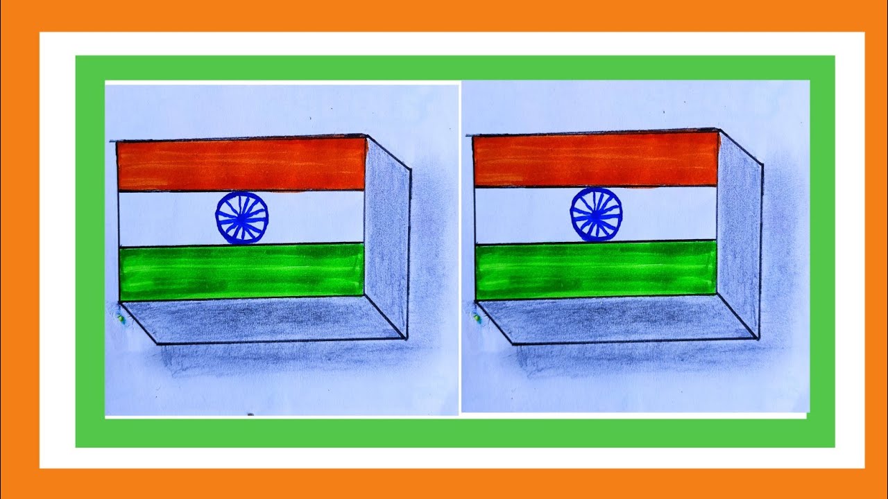 🇮🇳🇮🇳Indian flag 3d drawing very easy republic day #indian #flag # ...
