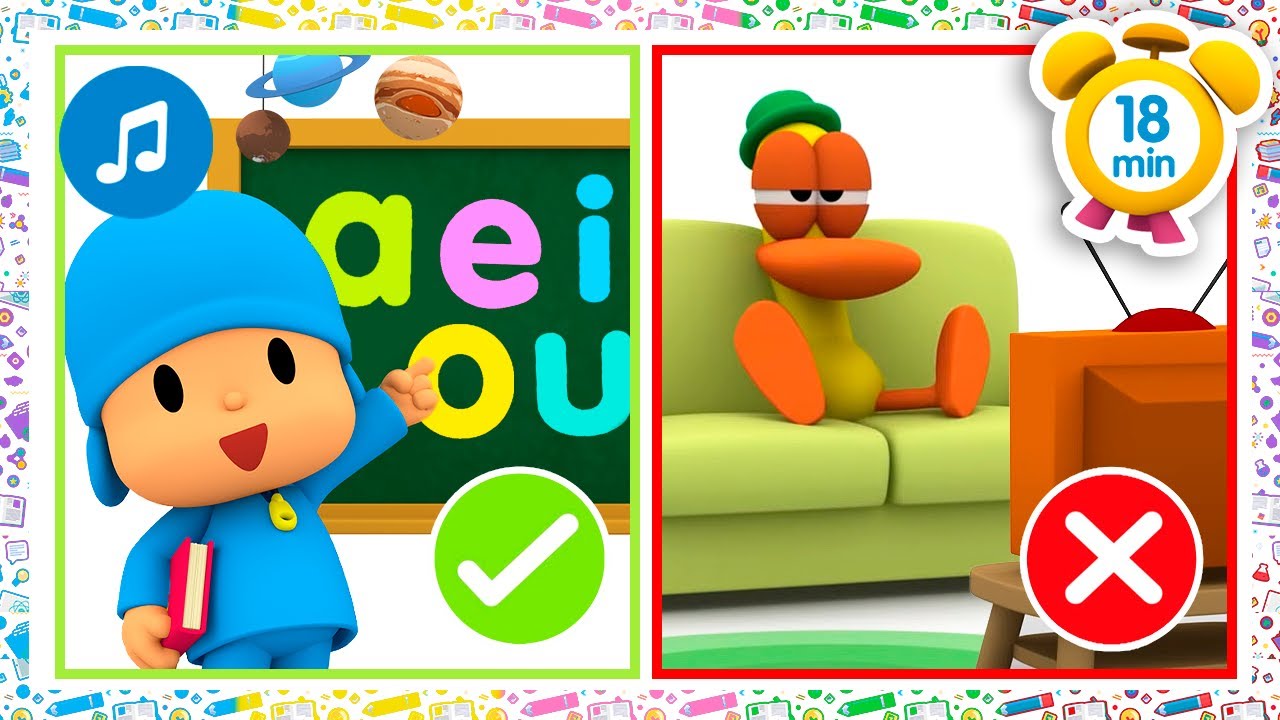 🐮 Aprenda com Pocoyo: aeiou + MÚSICA INFANTIL [ 18 min ] Desenhos ...