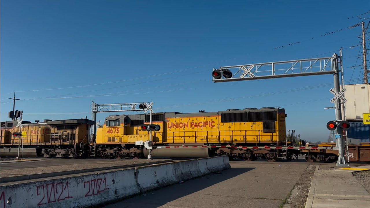 UP 7776 Intermodal Stack Train With Mid-DPUs South - E. Morada Lane Railroad Crossing, Stockton ...