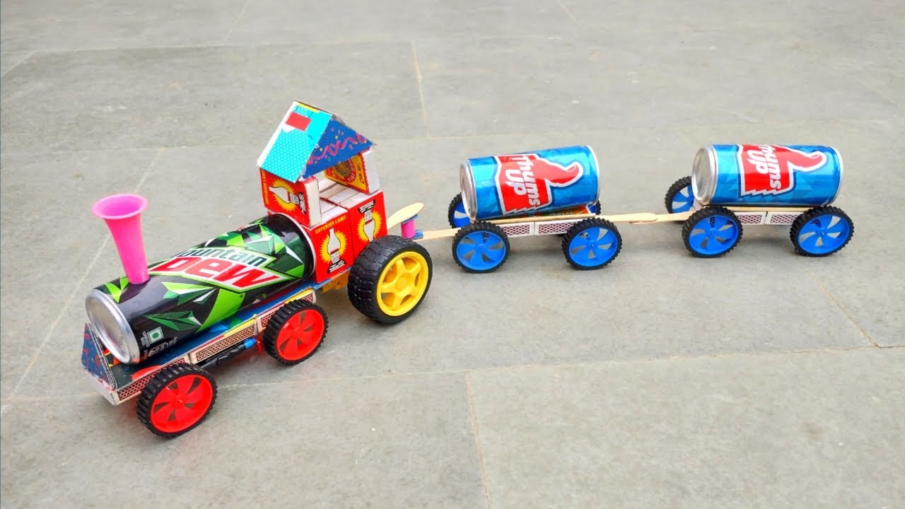 How to make a train with pepsi cans | cars at home - diy toy train ...