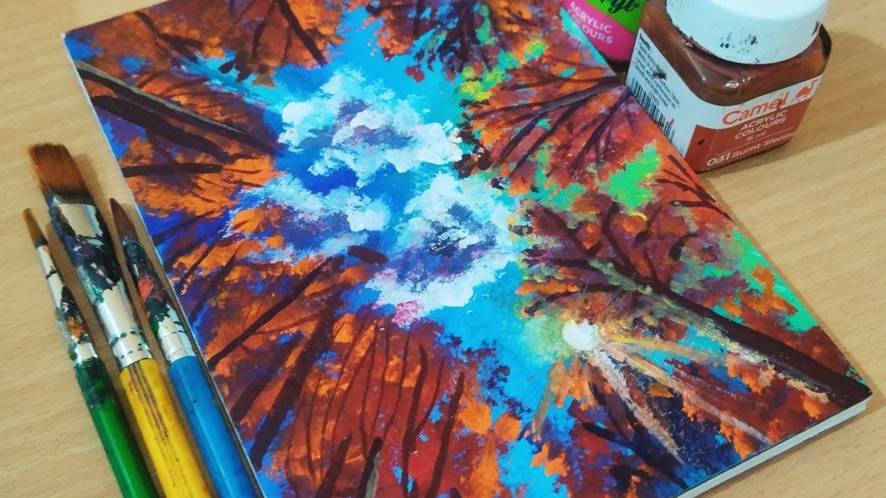 How to Draw Autumn Tree || Acrylic Painting Step by Step for Beginners ...