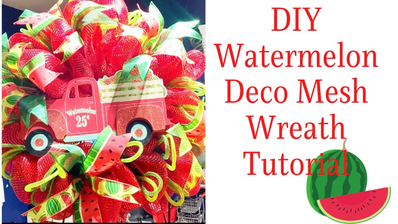 Watermelon Deco Mesh Wreath Tutorial - YouTube