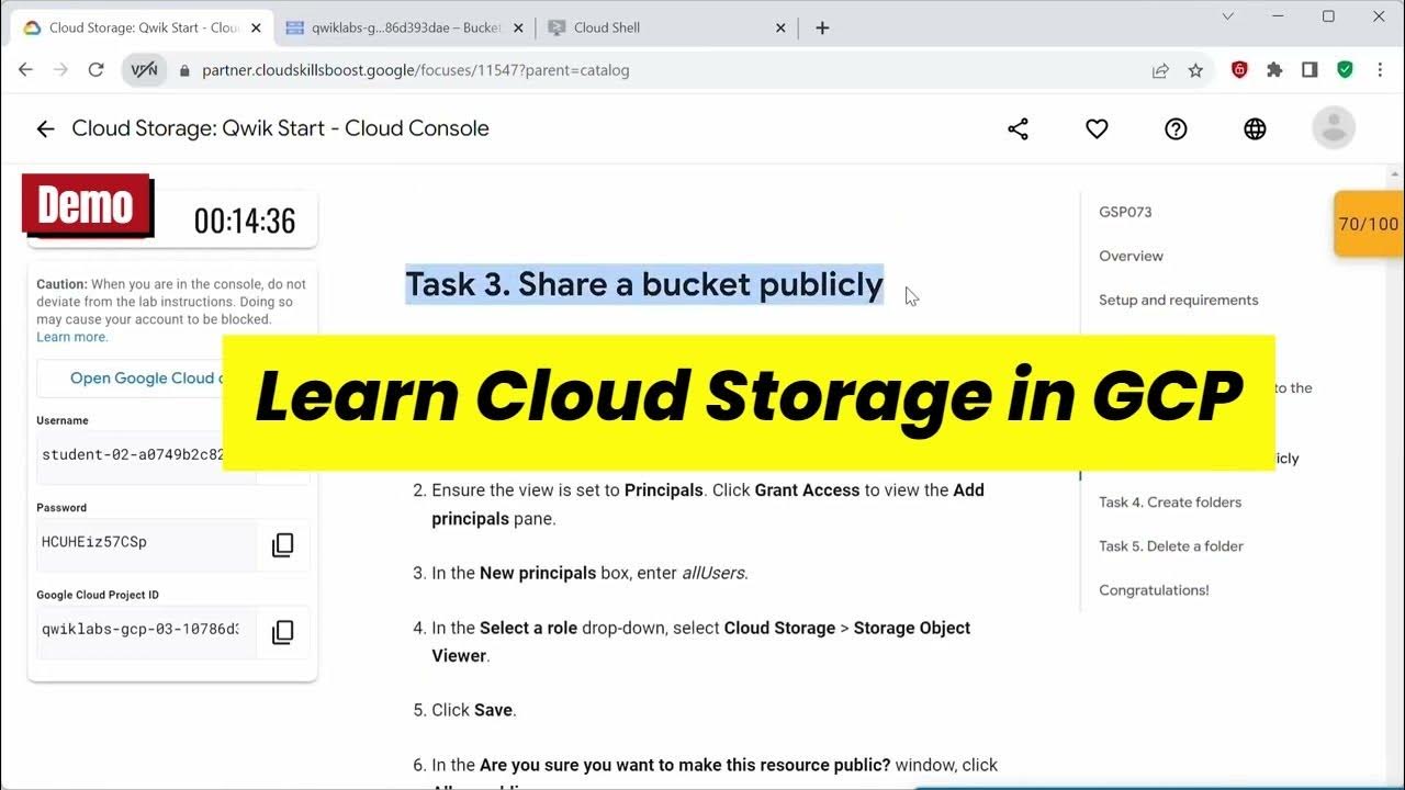 Cloud Storage setup using Console - Google Cloud Qwiklab with Explanation - YouTube