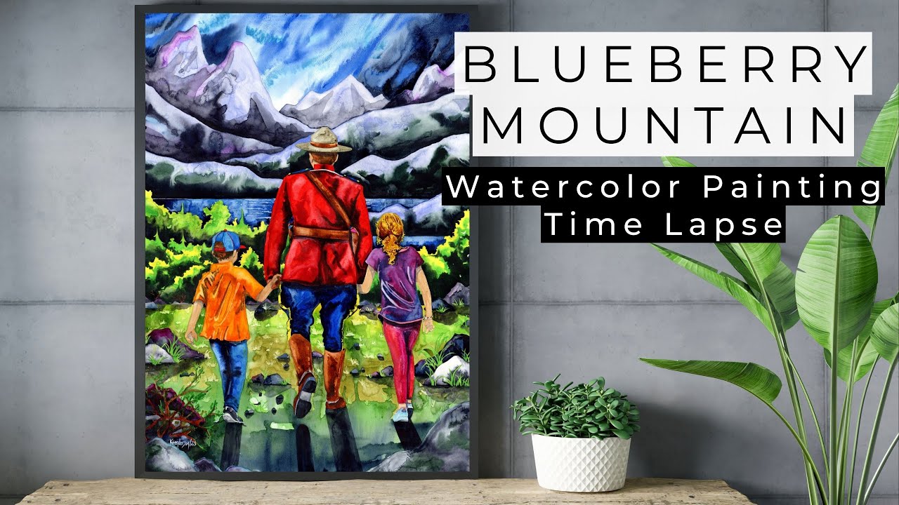RCMP Family Watercolor Painting Timelapse: Blueberry Mountain - YouTube