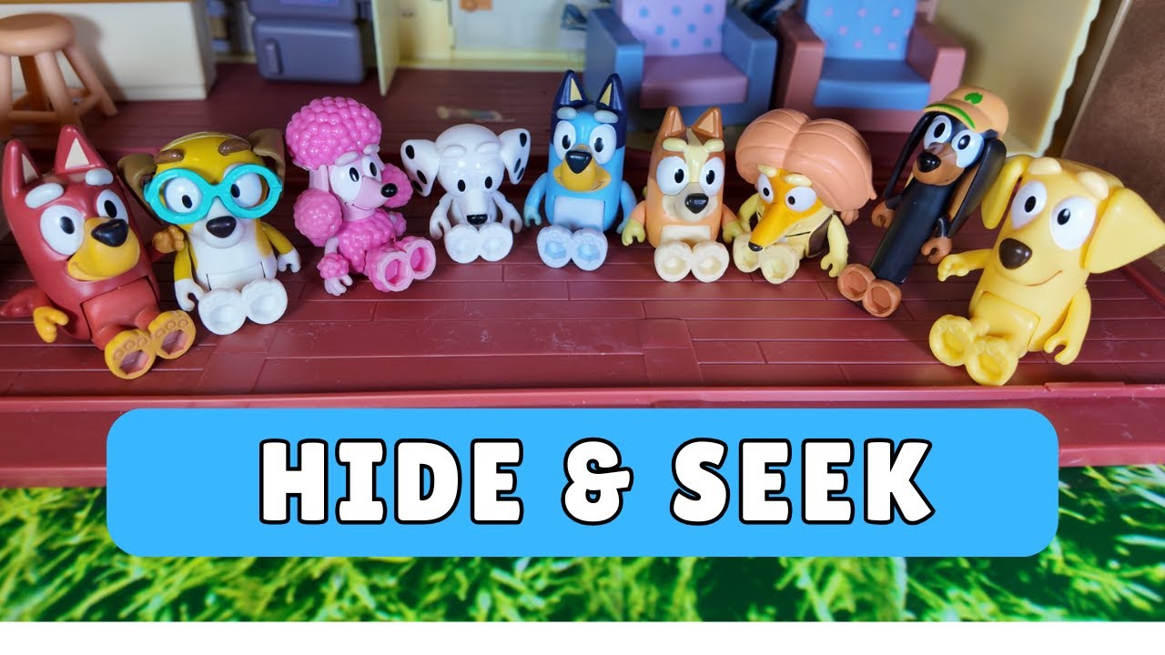 Bluey Hide & Seek Adventure With Friends | Playing Bluey Toys for Kids ...