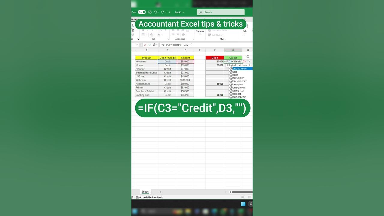 Separating Debit and Credit Amounts in Excel Made Easy! - YouTube