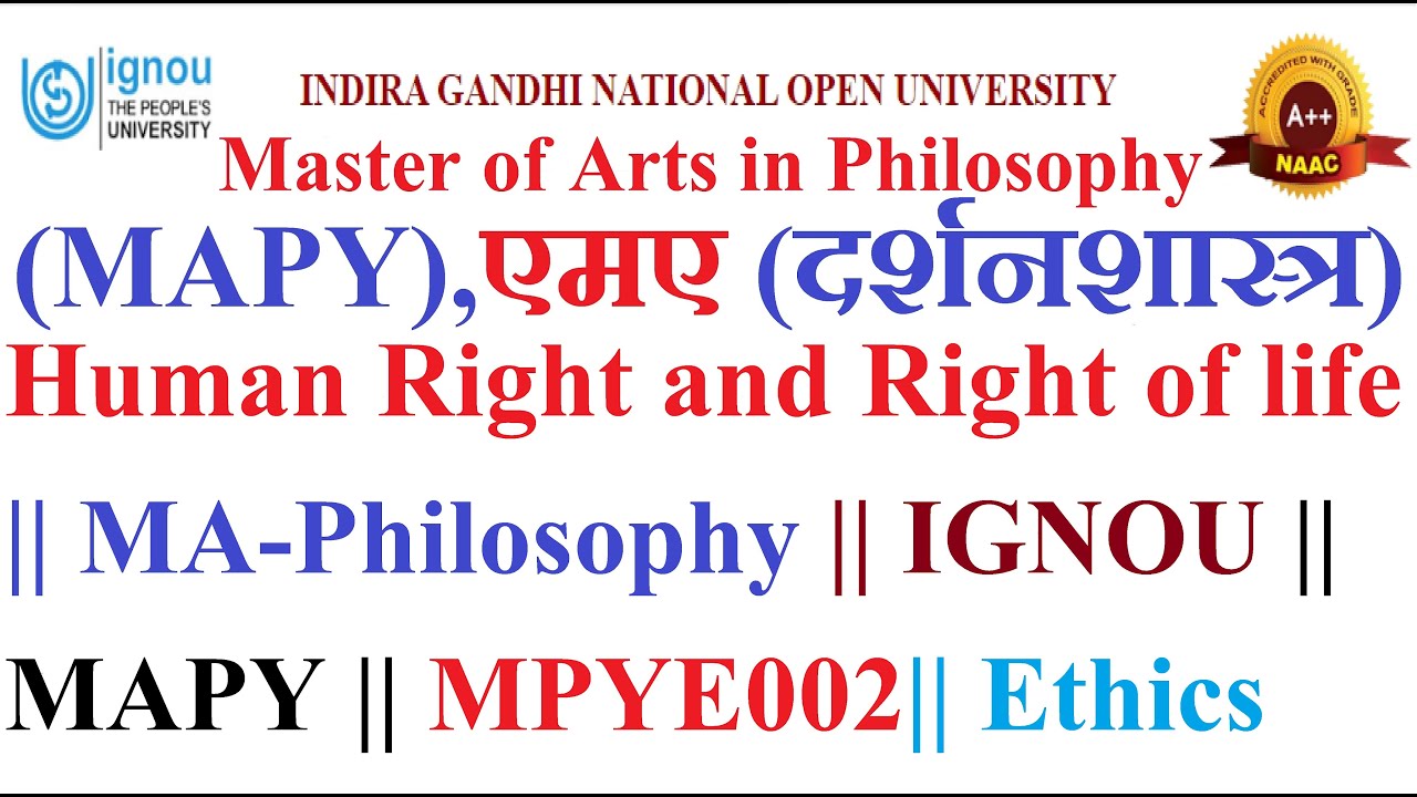 18.IGNOU || Human Right and Right of life || MA-Philosophy || IGNOU ...